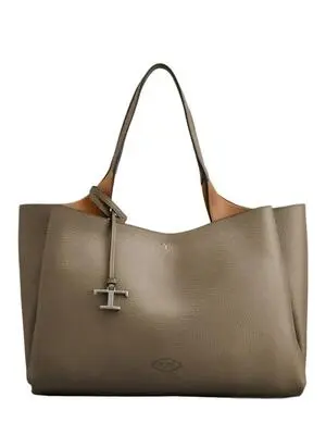 TOD'S Tod's Medium Leather Tote Bag Gray