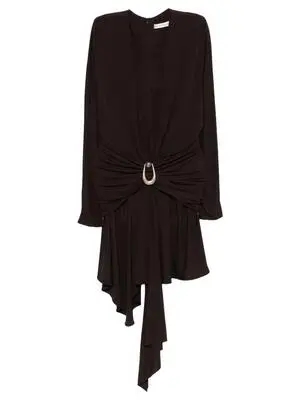 Christopher Esber Stone Pin Scarf Drape Mini Dress - Brown