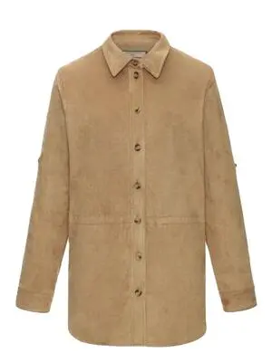 URBAN CODE Faux Leather Shirt - Beige