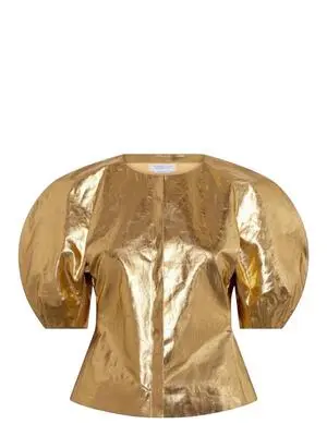 Gabriela Hearst Waverly Metallic Linen Twill Top - Gold