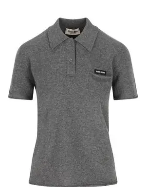 Miu Miu Miu Miu Cashmere Polo Shirt Gray