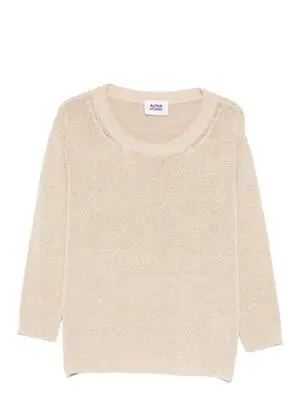 Alpha Studio Round Neck Sweater - Beige