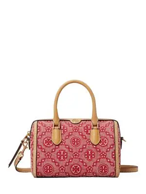 Tory Burch T Monogram Denim Petite Barrel Bag - Red