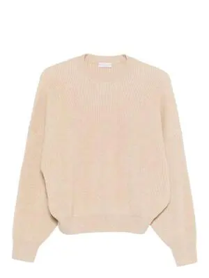 BRUNELLO CUCINELLI Brunello Cucinelli Metallic Ribbed Knit Crew Neck Sweater