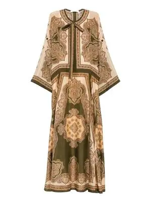 Zimmermann Mahon Silk Kaftan Dress - Green