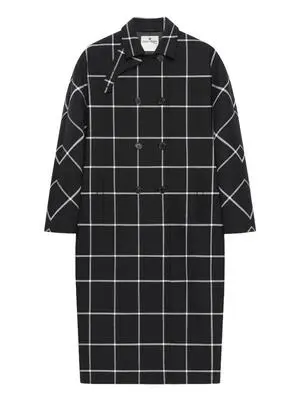 COURREGES Checked Oversized Tailored Coat - Black
