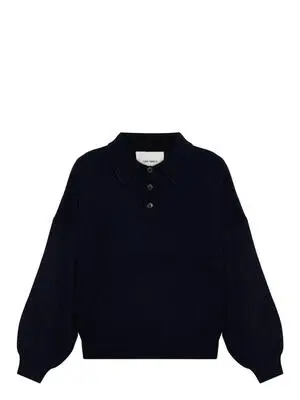 LISA YANG Etta Cashmere Polo Sweater - Blue