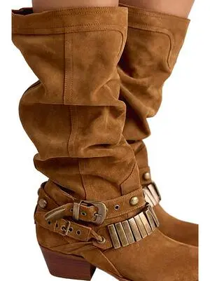 Free People Esme Tall Western Boots - Tan