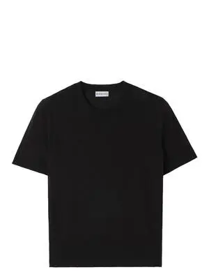 Burberry Wool-silk Check Panel T-shirt - Black