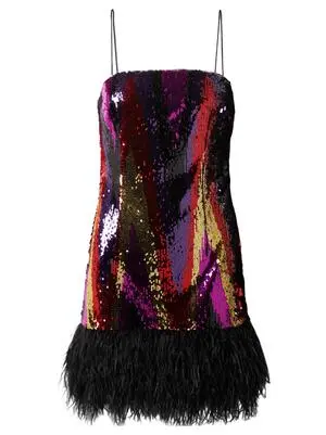 REBECCA VALLANCE Rebecca Vallance Kaia Feather-Detail Mini Dress