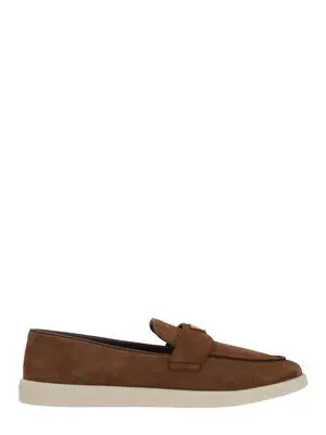 Prada Logo Plaque Slip-On Loafers Brown