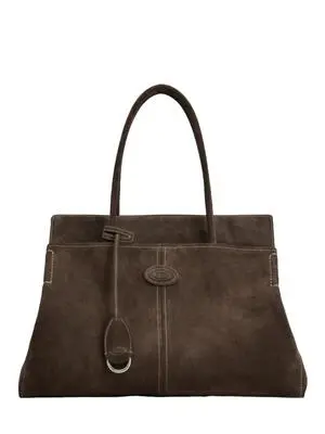 TOD'S Suede Pocket Tote Bag - Brown