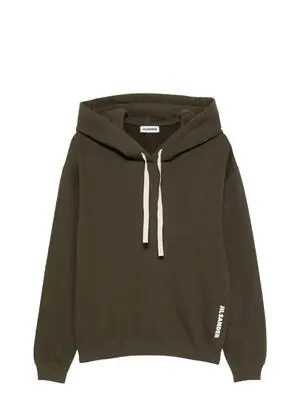 JIL SANDER Logo-print Drawstring Hoodie - Green