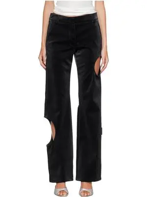 Off-White Velvet Coated Meteor Faux-leather Pants - Black