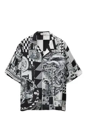 Versace Printed Silk Twill Regular Shirt - Black