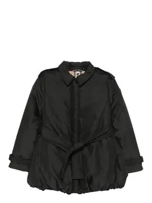 Burberry Belted Bubble-hem Coat - Black
