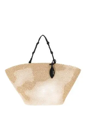 JIL SANDER Tangle Woven Beach Bag - Beige
