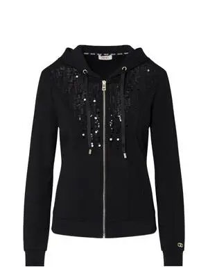 Liu Jo Sequined Knit Hoodie - Black