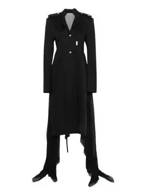 ANN DEMEULEMEESTER Sheer-panelled Epaulette Coat - Black