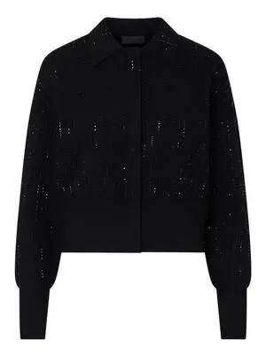 LIU JO Liu Jo Rhinestone Embellished Relaxed Fit Knit Bomber Jacket