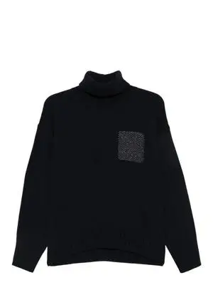 Peserico Embellished Roll-neck Jumper - Navy Blue