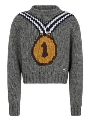 Dsquared2 Intarsia-knit Crew-neck Sweater - Grey