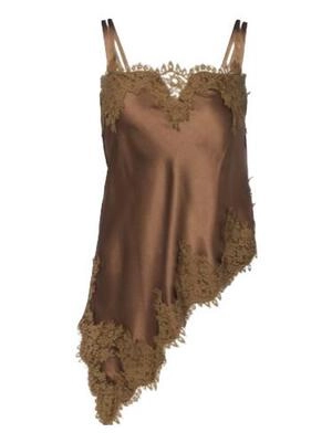 Dorothee Schumacher Lace-trim Silk Blend Camisole - Brown