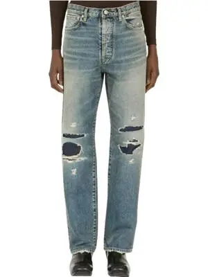 MAISON MARGIELA Distressed Washed Denim Jeans - Gray