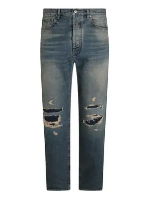 MAISON MARGIELA Distressed Washed Denim Jeans - Green
