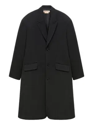 Marni Single-breasted Long Coat - Dark Gray