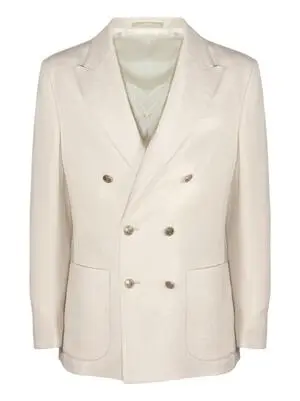 Eleventy Double-breasted Peaked-lapel Blazer - White
