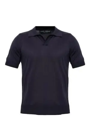 Dolce & Gabbana Dolce  Gabbana Logo Embroidered Polo Shirt Navy Blue