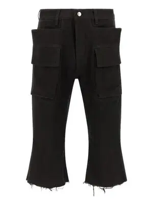 Rick Owens Tower Runway Cargo Bolan Distressed Cut Off Trousers - Black