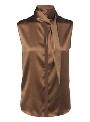 Dorothee Schumacher Sense Of Shine Silk-blend Satin Top - Brown