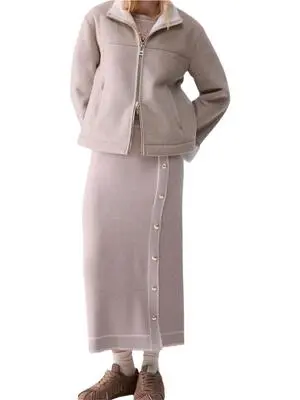 Liu Jo Boxy Synthetic Shearling Coat - Beige
