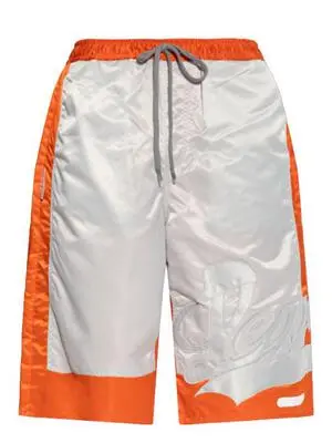 PDFCHANNEL Logo-embroidered Colour-block Shorts - Grey/orange