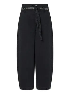 Liu Jo Balloon Trousers With Embroidered Belt - Black