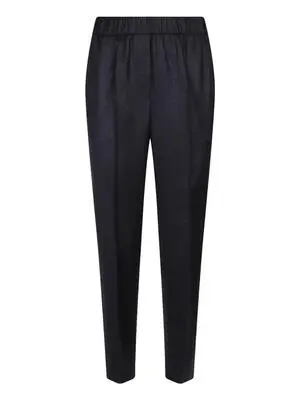 Peserico Elasticated Waistband Pleated Trousers - Dark Blue