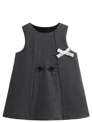 Dior Wool Houndstooth A-line Dress - Charcoal-grey