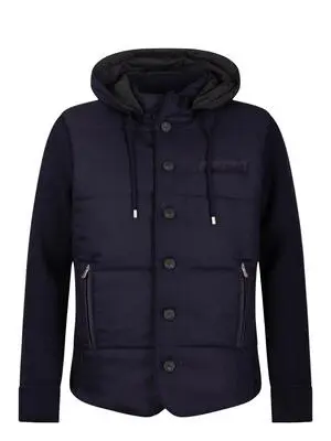 GRAN SASSO Quilted Hooded Jacket - Navy Blue