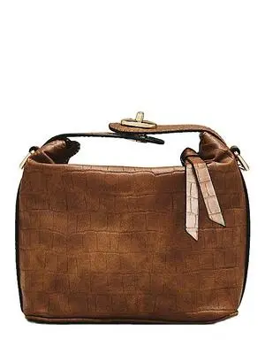 Maeve Faux-leather Croc Structured Bag - Chocolate