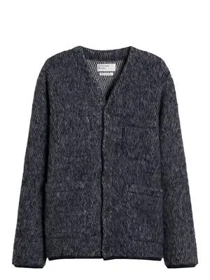 Universal Works Losso Mohair Mix Cardigan - Navy/pale Grey
