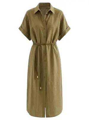 MONLICIA Solenne Cotton Midi Shirt Dress - Green