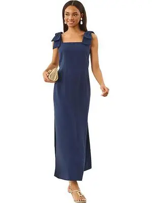 Lilly Pulitzer® Bernice Maxi Dress With Shoulder Bows And Slits - Navy