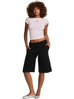 Pink All-day Cotton™ Foldover Long Shorts - Black