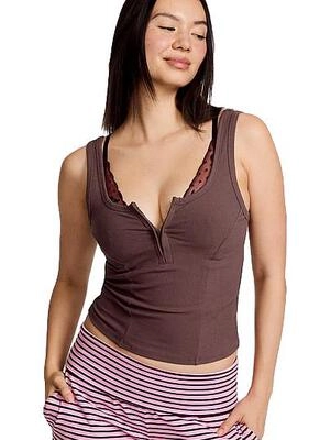 Pink All-day Soft Rib Hook-and-eye Tank Top - Brown