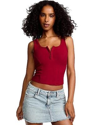 Pink All-day Soft Rib Hook-and-eye Tank Top - Red