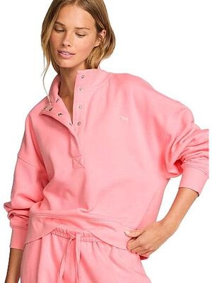 Pink PINK Campus Fleece Snap-Up Sweatshirt Pink
