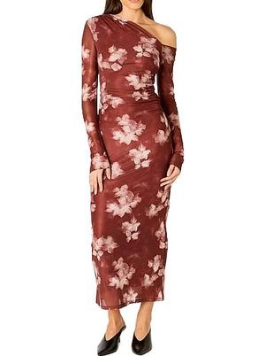 Victoria's Secret Nia Lyra Floral Mesh Midi Dress - Brown