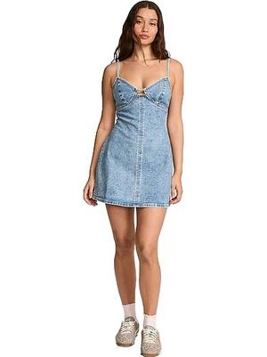 Pink Denim A-line Dress - Blue